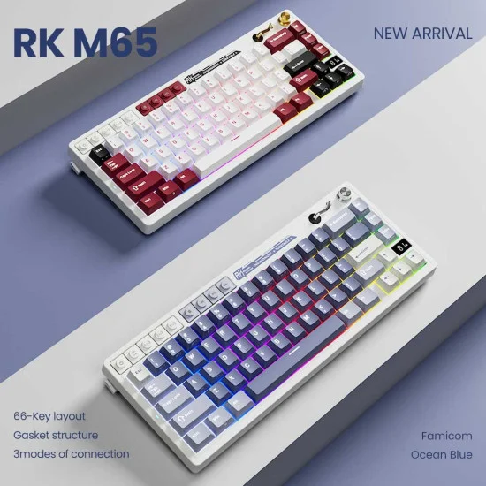 ROYAL KLUDGE RK M65 Hot Swappable Tri Mode Mechanical Gaming Keyboard