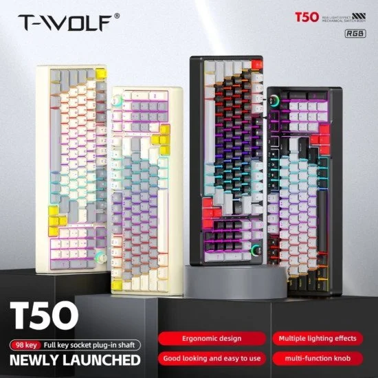 T-Wolf T50 Hotswappable RGB Mechanical Gaming Keyboard Price in ...